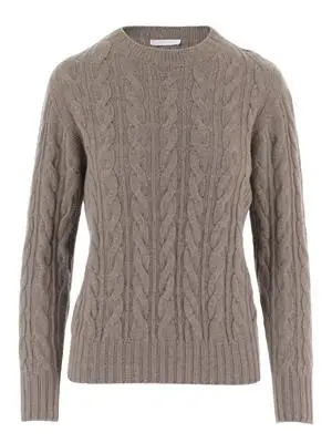 OLIVER LATTUGHI Cashmere Sweater With Braided Pattern - Beige