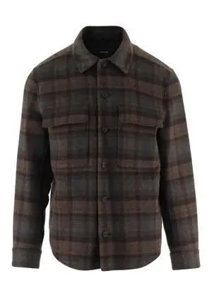 Vince Wool Blend Shirt With Checked Pattern - Multi