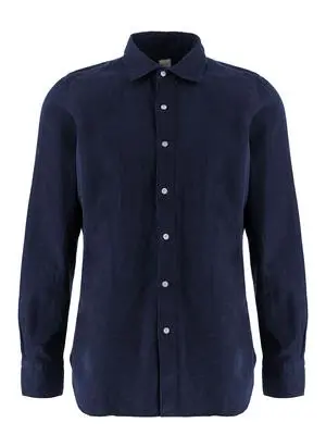 FINAMORE 1925 Ribbed Cotton Shirt - Navy