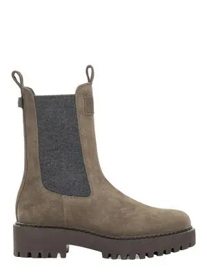 Brunello Cucinelli Suede Pull On Ankle Boots - Brown