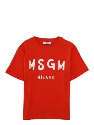 MSGM T Shirt A Manica Corta Con Stampa Logo Red