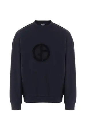 Giorgio Armani Cotton Blend Sweatshirt With Logo - Black