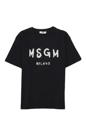 MSGM T Shirt A Manica Corta Con Stampa Logo Black