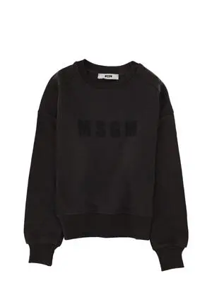 MSGM Felpa Girocollo Con Logo - Charcoal