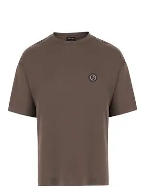 Giorgio Armani Cotton Blend T Shirt With Logo - Pinecone