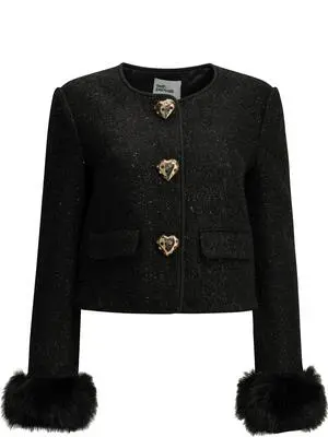 SELF-PORTRAIT Bouclé Blazer - Black