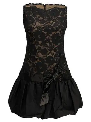 SELF-PORTRAIT Short Balloon Dress - Black