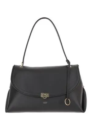 FERRAGAMO Leather Bag With Logo - Black