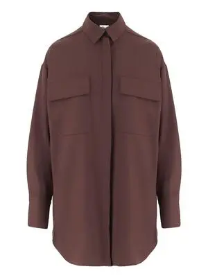 QL2 DONNA Stretch Wool Blend Shirt - Borgogna