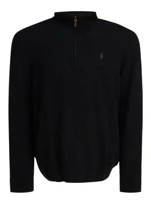 Polo Ralph Lauren Wool Sweater With A Half Zip Black