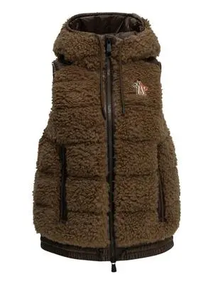 Moncler Sleeveless Teddy Jacket Brown