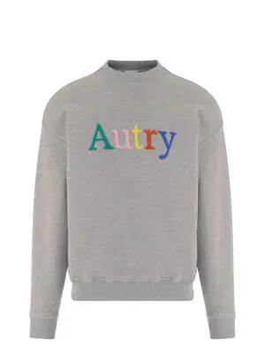 AUTRY Cotton Sweatshirt With Embroidered Logo - Grey