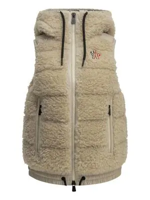 Moncler Sleeveless Teddy Jacket Beige