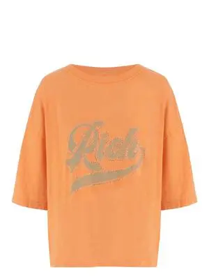 ONE TEE Cotton T Shirt With Logo Print - Orange