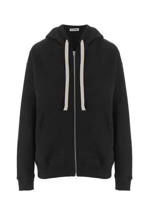 JIL SANDER Cotton Hoodie With Logo - Black