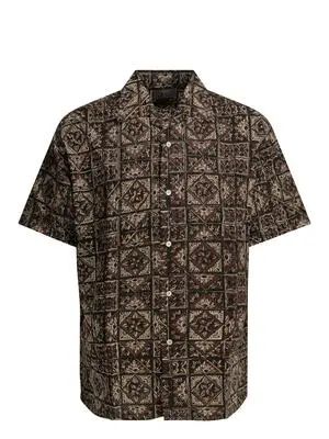 BEAMS Block Print' Casual Shirt - Brown