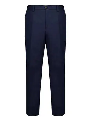 AUTORE Trousers In Cotton And Linen Blue Navy