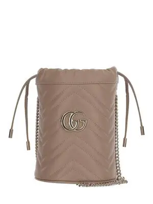 Gucci Mini Gg Marmont Bucket Bag - Beige