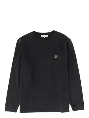 Maison Kitsuné T Shirt 'fox Head' A Manica Lunga - Black