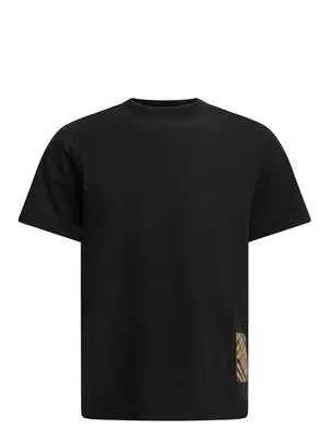 Burberry Crewneck T Shirt With Appliqu - Black