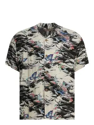 SUN SURF 'butterfly Splash' Casual Shirt Black