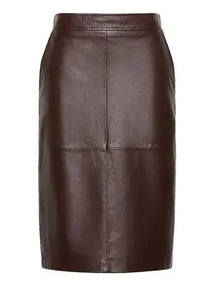 Max Mara Studio Timore Leather Pencil Skirt - Brown