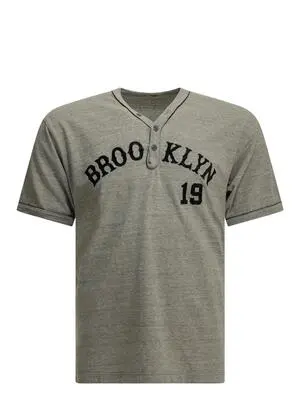 Whitesville 'brooklyn 19' Baseball' Henley T Shirt Grey