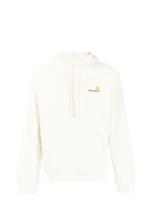 Carhartt Work In Progress Logo Cotton Hoodie - Ecru