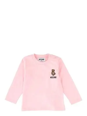 Moschino T Shirt Da Neonata Con Ricamo Teddy Bear - Pink
