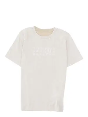 MAISON MARGIELA T Shirt Con Logo E Texture Effetto Spazzolato - White