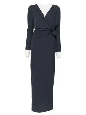 CORTANA Eteria Silk Long Dress - Navy