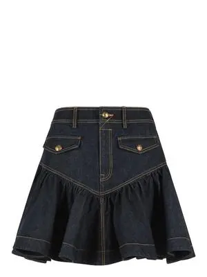 Zimmermann 'frill' 'onyx' Blue Denim Miniskirt Navy