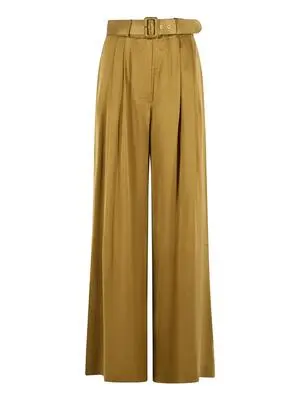 ZIMMERMANN 'tuck' Olive Green Silk Pants