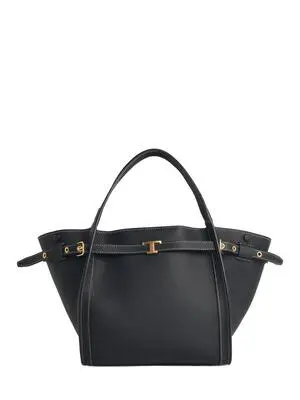 TOD'S T Signature' Small Lear Shopping Bag - Black