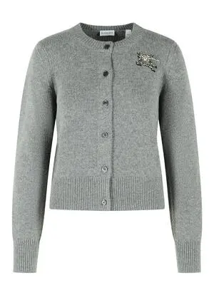 Burberry 'sienna Ek' Grey Cashmere Blend Cardigan Grey