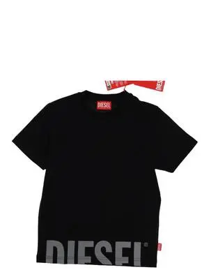 DIESEL® T Shirt Con Logo Cut Off Black
