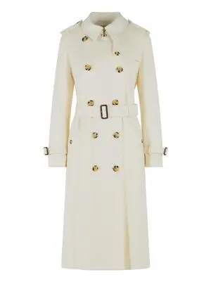 Burberry Kensington White Cashmere Long Trench Coat - Ivory