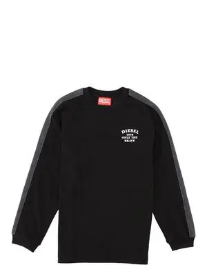DIESEL® T Shirt A Manica Lunga Con Bande Laterali In Denim - Black