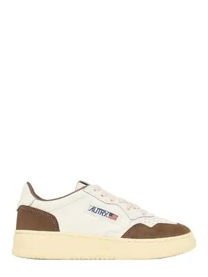 AUTRY 'medalist Low' White And Brown Lear Sneakers Brown