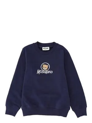 Moschino Felpa Girocollo Con Stampa Teddy - Blue