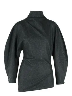 Khaite Harlow' Wool And Charcoal Cashmere Top - Grey
