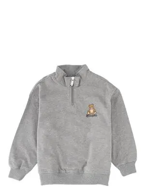 Moschino Felpa Con Chiusura A Mezza Zip E Dettaglio Teddy Bear - Grey