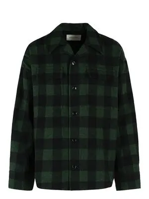AMI Paris Red Check Wool Overshirt - Green