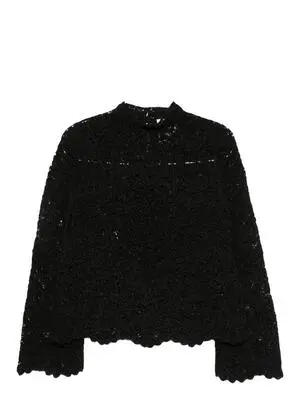 SEMICOUTURE Geneva Crochet Top - Black