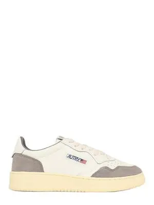 AUTRY 'medalist Low' White And Grey Lear Sneakers Grey