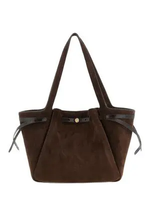 Tory Burch Romy Suede Leather Ttoe Bag - Brown