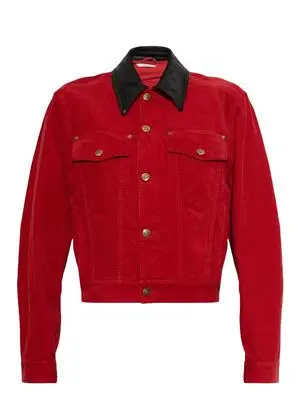 Versace Velvet Denim Jacket - Red