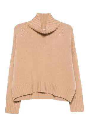 Soft Goat Cashmere Turtle Neck Sweater - Camel