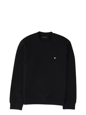 Emporio Armani Felpa Con Logo In Double Jersey - Black