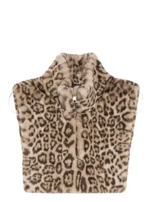 Apparis Faux Fur Zip Up Cape - Leopard Print